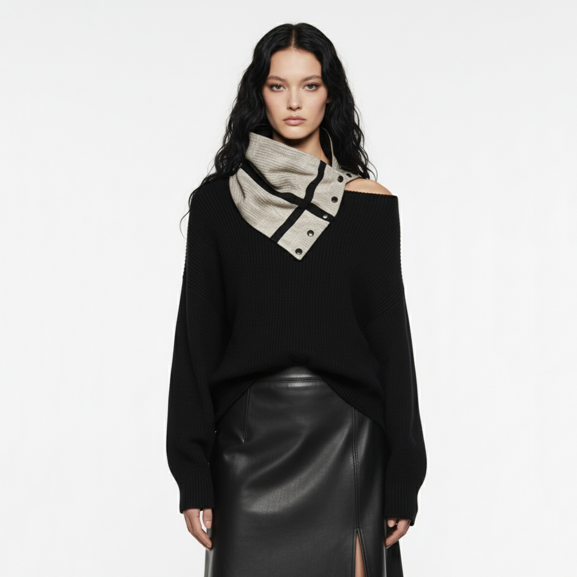 Crackled Quilted Snake Skin Snap Cowl – Adjustable Faux Leather ...
